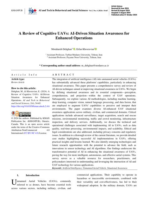 Pdf A Review Of Cognitive Uavs Ai Driven Situation Awareness For Enhanced Operations