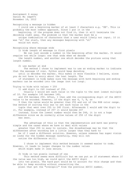 python assignment 6 write up txt