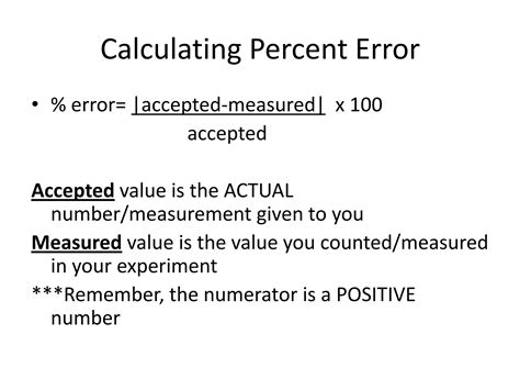Calculating Percent Error Ppt