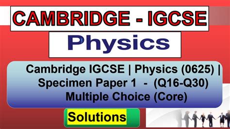 Igcse Physics Paper 1 2023 Specimen Paper 0625 01 Multiple Choice