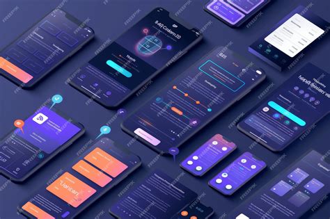 Smartphone Mobile App Interface Mockup With Ui Active Blocks And
