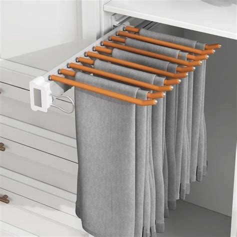 Брючница выдвижная полка для брюк на левую правая сторону шкафа на 46см с 10 делениями и