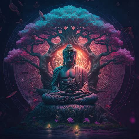Buddha In Front Of Tree Of Life PNG Clip Art Digital Download 1 Etsy