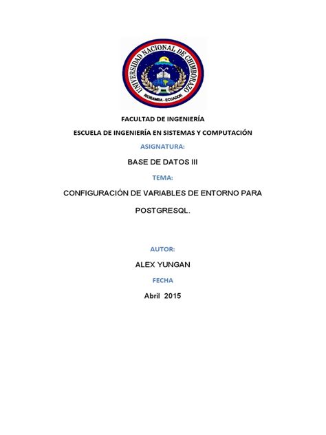 pg ctl configuracion de variables de entorno para postgresql pdf pdf