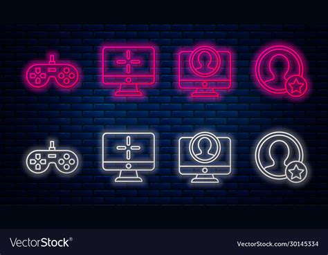 Set Line Computer Monitor Create Account Screen Vector Image