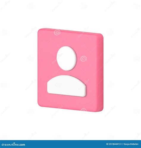 Personal Account Pink Isometric Squared Button Cyberspace Avatar New Follower 3d Icon Vector