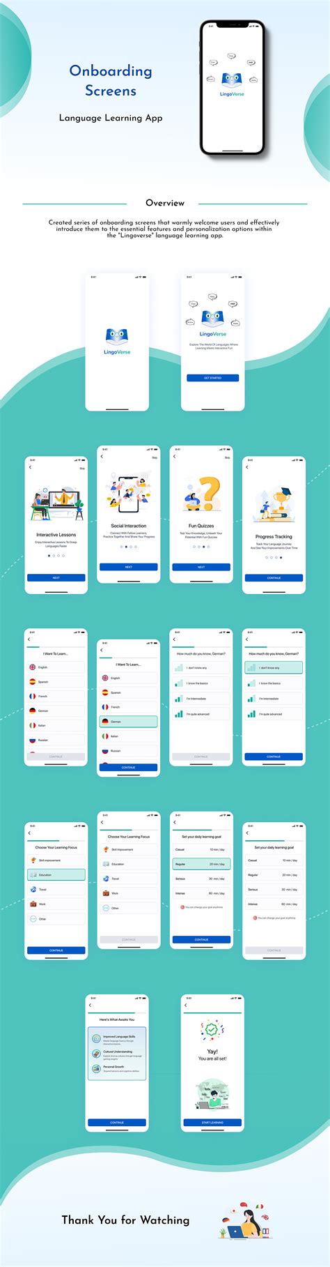 Onboarding Screens Language Learning App Behance