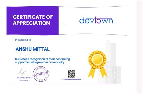 Anshu Mittal On Linkedin Certificate Devtown