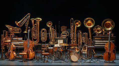 Musical Ensemble A Medley Of Brass String And Percussion Instruments Creating A Diverse Musical Ensemble A Medley Of Brass String And Percussion Instruments Creating A Diverse