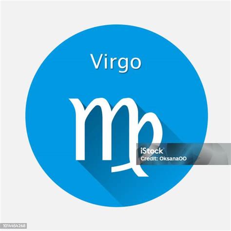 처녀자리 조디악 로그인 하십시오입니다 동그라미 파란색 바탕에 긴 그림자에에서 점성 학 기호 아이콘 레이어 그룹화 쉽게 편집 그림에 대 한 당신의 디자인에 대 한 0명에 대한