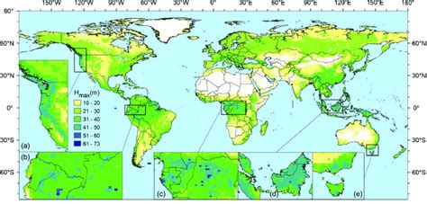 Global Pattern Of Maximum Forest Canopy Height H Max Maximum Canopy Download Scientific