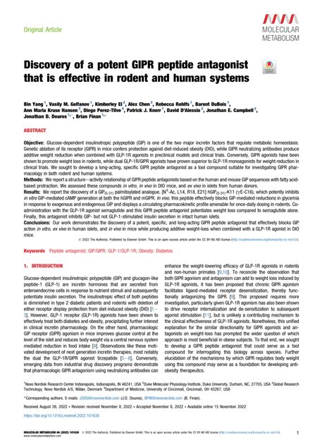 Pdf Discovery Of A Potent Gipr Peptide Antagonist That Is Effective In Rodent And Human Systems