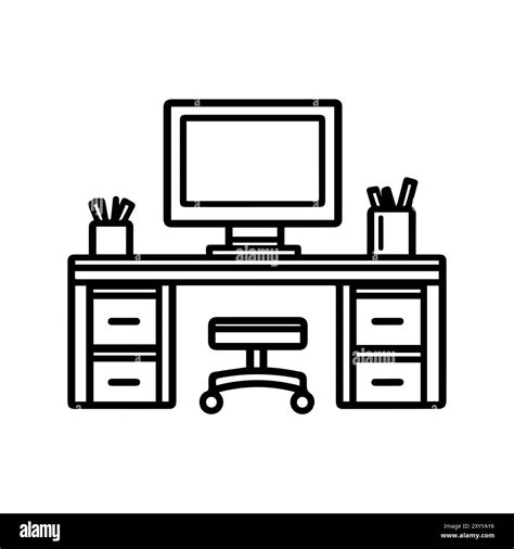 Desk Icon Or Modern Line Symbol Vector Line Art And Icon Design With