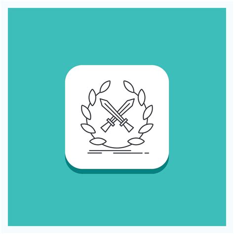 Round Button For Battle Emblem Game Label Swords Line Icon Turquoise Background 13047616