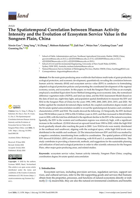 Pdf The Spatiotemporal Correlation Between Human Activity Intensity And The Evolution Of