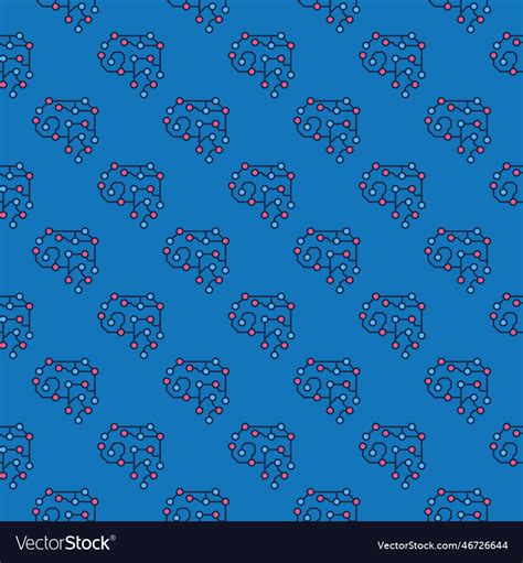 Ai Brain Neural Network Colored Seamless Pattern Vector Image
