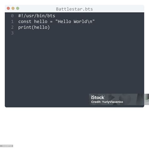 Contoh Program Hello World Bahasa Battlestar Dalam Ilustrasi Jendela Editor Ilustrasi Stok