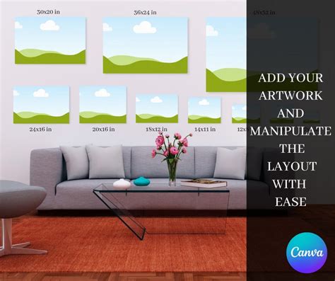 Canvas Size Comparison Mockup Wall Art Size Guide Mockup Etsy