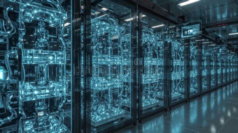 Futuristic Quantum Computing Data Center With Advanced Cooling Systems Stock Image Image Of