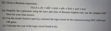 Solved Q2 ﻿given A Boolean