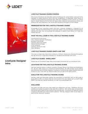 Fillable Online OVERVIEW LiveCycle Training Course Synopsis This Course Introduces And Describes
