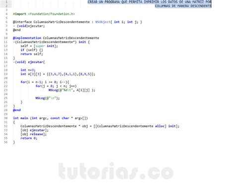 Poo Arrays Objective C Columnas Matriz Descendentemente