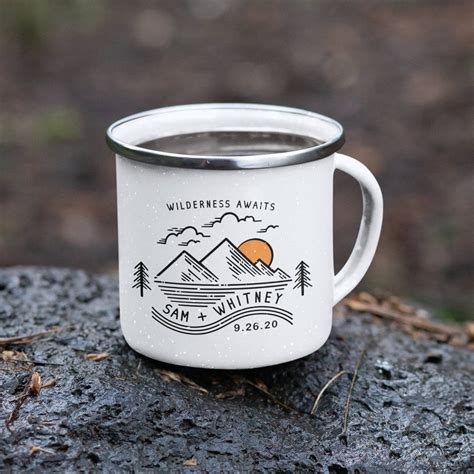 Custom Camp Mug Enamel Couple Adventure Mug Camping Mug Camper T