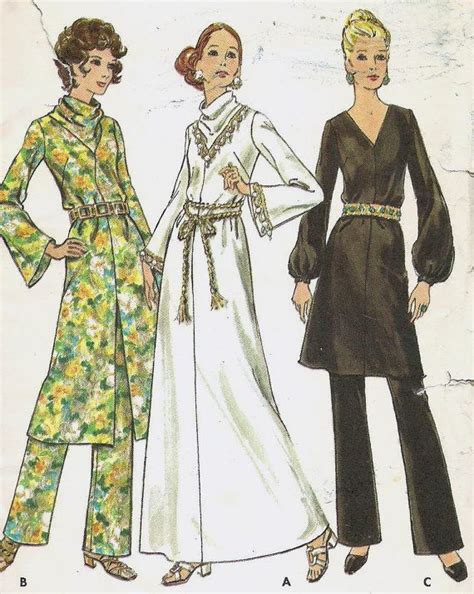 Uncut Misses Size 145 Vintage 1970s Sewing Pattern Butterick 6026 Maxi Dress Tunic Top