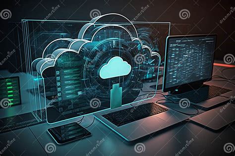 Linking Computer To Cloud With Server Connection Online Cloud Storage