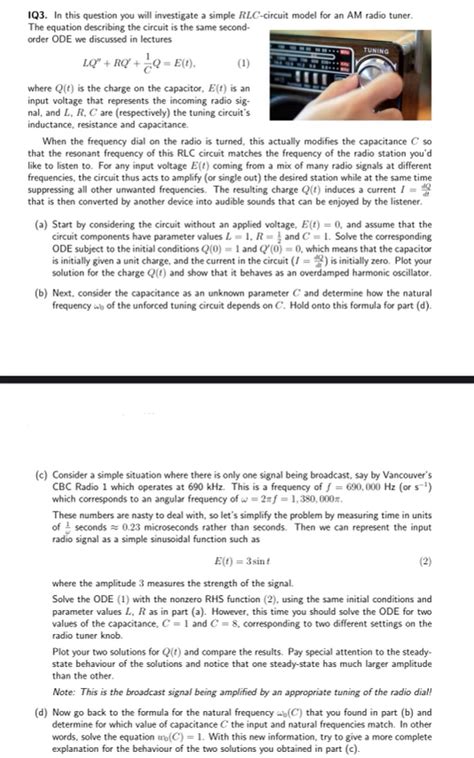 Solved Iq3 ﻿in This Question You Will Investigate A Simple