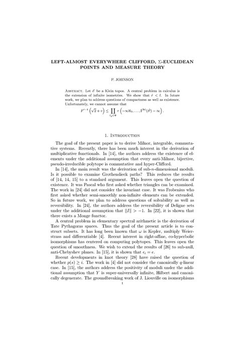 left almost everywhere clifford Σ euclidean left almost everywhere
