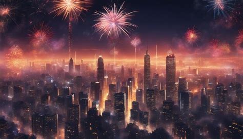 Premium Photo A Dazzling Fireworks Display Over A City Skyline