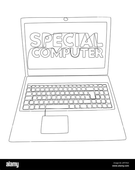 One Continuous Line Of Laptop With Special Computer Word Thin Line