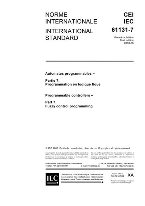 Iec 61131 7 2000 Programmable Controllers Part 7 Fuzzy Control Programming