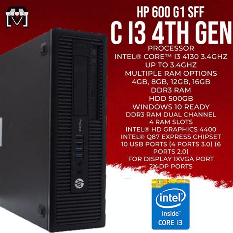 Core I3 4th Generation 4gb 8gb 12gb 16gb Ram 500gb Hard Drive Windows 10 Ready Hp 600 G1