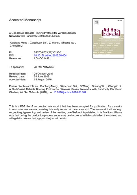 pdf a grid based reliable routing protocol for wireless sensor networks with randomly