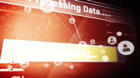 Processing Data And Loading Animation Over Network Connections On Red Background Stock Video