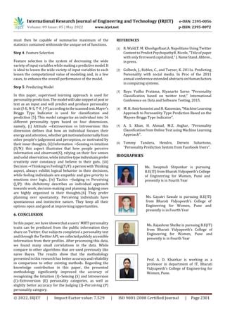 Personality Prediction Using Social Media Platform PDF Computing Technology Computing