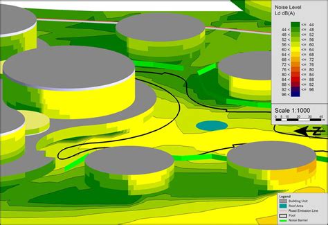 Evening Time Le 3d Noise Map With Noise Barriers Download