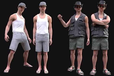 Collection 41 Man In Summer Outfits Rigged 3d Characters Unity