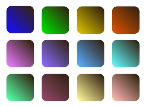 Colorful Umber Color Shade Linear Gradient Palette Swatches Web Kit Rounded Squares Template Set