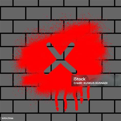 벽돌 벽 배경에 검은색 스프레이 페인트가 있는 크로스 마크 그래피티 배경 주제에 대한 스톡 벡터 아트 및 기타 이미지 배경 주제 에어로졸 에어로졸 통 Istock