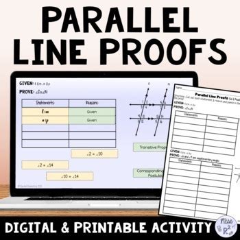 Proving Lines Parallel And Parallel Line Proofs Digital And Print Activity