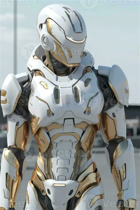Futuristic Armor Sleek Metallic Advanced Technology For Combat