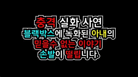 충격 실화 사연 나의 아내에게 벌어진 블랙박스 속 충격적인 사건 ㅣ사연라디오 ㅣ 라디오드라마ㅣ사이다사연 Youtube