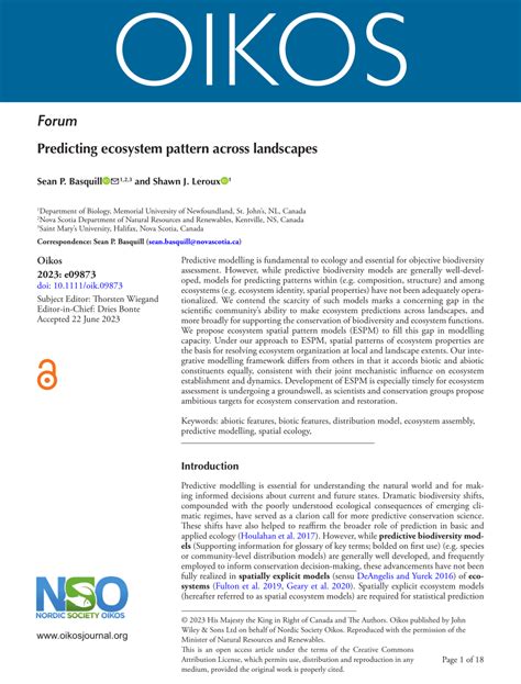 Pdf Predicting Ecosystem Pattern Across Landscapes
