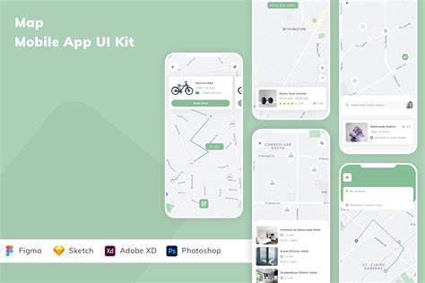 Map Mobile App Ui Kit Ui Kits And Libraries ~ Creative Market