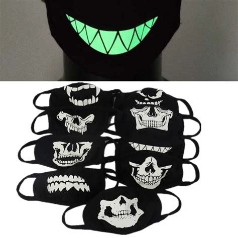 할로윈 야광 해골 유령 얼굴 마스크 무서운 코스프레 코튼 블랙 방진 마스크 남녀공용 파티 소품남자아이 코스튬 액세사리 Aliexpress