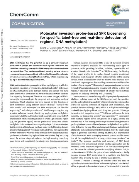 Pdf Molecular Inversion Probe Based Spr Biosensing For Specific Label Free And Real Time