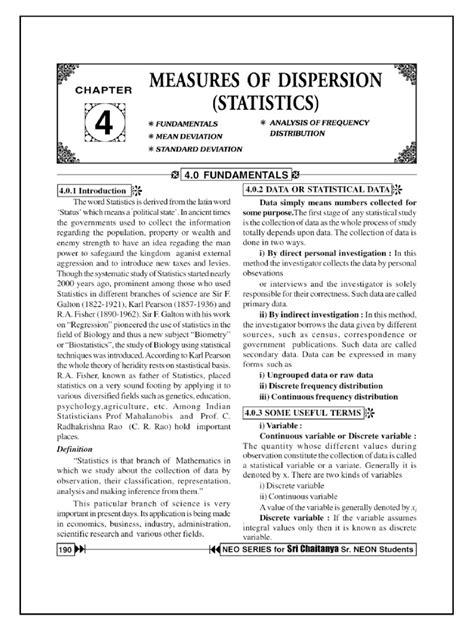 10 Measures Of Dispersion Statistics Pdf